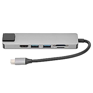 HUB Multifunction USB 3.0 Type‑C HDMI RJ45 Display Adapter Gray Compatible with OS X/Windows for Office and Entertainment
