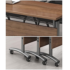 3pcs Flip Top Mobile Training Table with Modesty and Lockable Wheels,Foldable Conference Tables, Ready to Unfold and Use (Color : Brown, Size : 120 * 40 * 75cm)