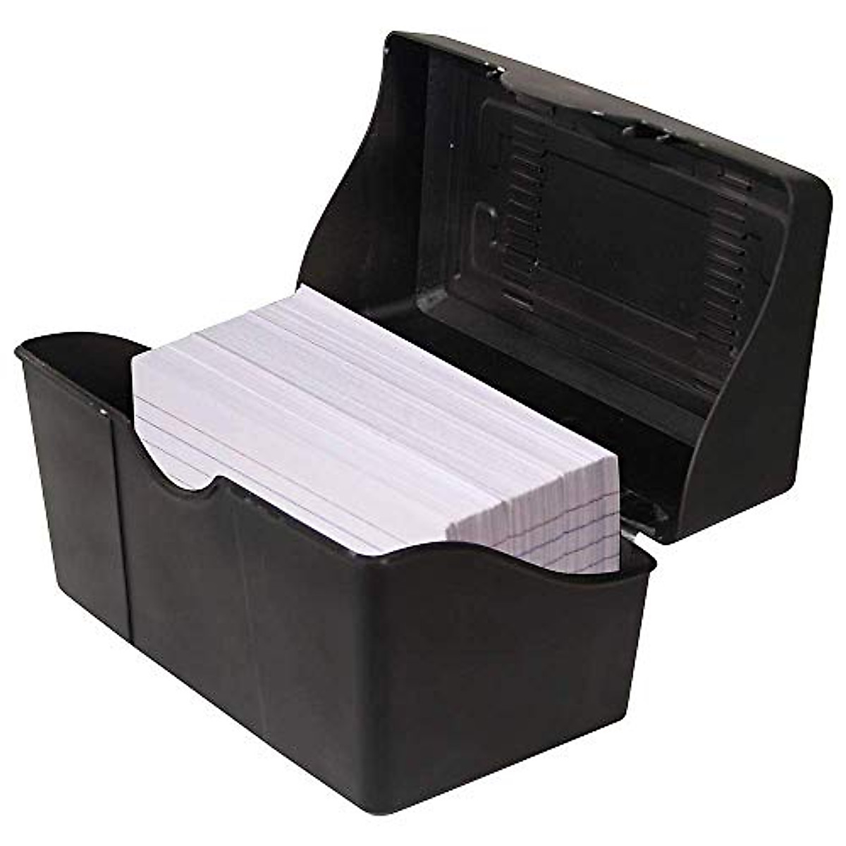 1InTheOffice Index Card Storage Box 4x6, Index Card Holder 400 Capacity & 4x6 Ruled Index Cards, White 200/Pack