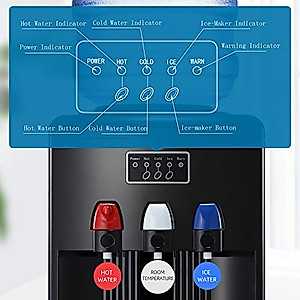 Antarctic Star 2-in-1 Water Cooler Dispenser with Built-in Ice Maker, Freestanding Hot Cold Top Loading Water Dispenser, 2, 3 or 5 Gallon Bottle with Child Safety Lock (Black)