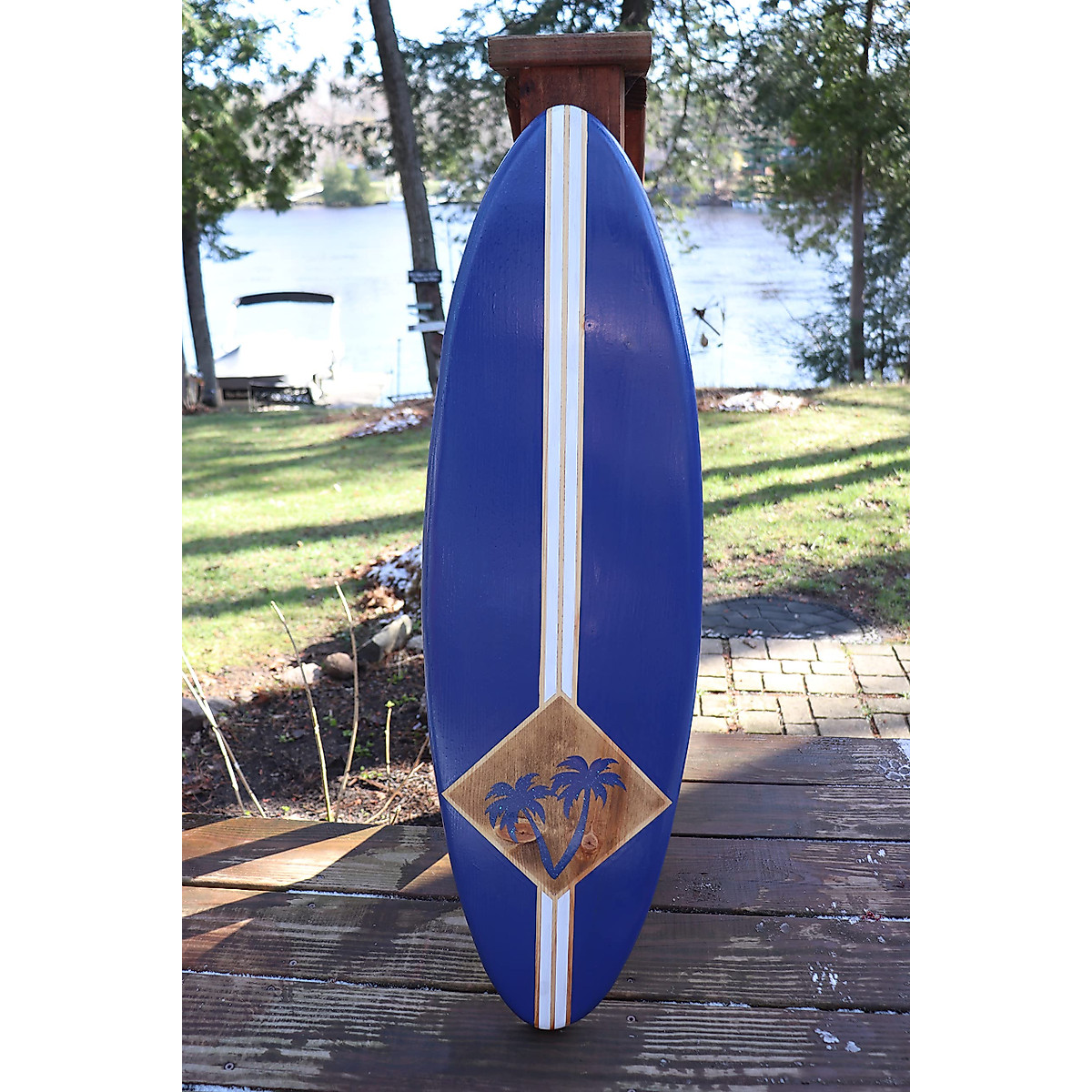 Large Wood Surfboard Turtle Wall Art 3 Feet, Custom Colors Beach Coastal Decor