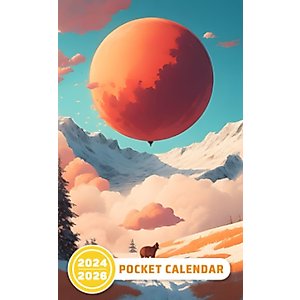 Pocket Calendar 2024 - 2026 With Moon Phase: Three-Year Monthly Planner for Purse , 36 Months from January 2024 to December 2026 | Weather illustration