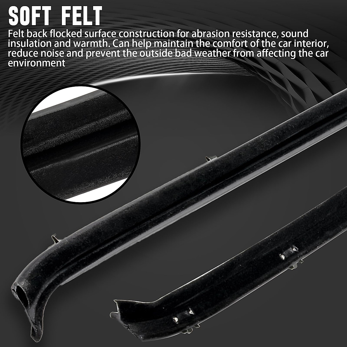 WEILEITE Front Door Window Channel Felt Trim Seal Weather Stripping Kit Compatible with GMC C1500 C2500 C3500 K1500 K2500 K3500 Suburban Jimmy Chevy C10 C20 C30 K5 K10 K20 K30 Blazer Suburban Truck