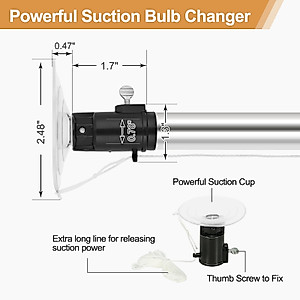 TKVAZK Light Bulb Changer, Light Bulb Changer for High Ceilings and Recessed Lights, 88in High Ceiling Light Bulb Changer with Extension Pole Suction Cup Flat Lightbulb Remover for Household