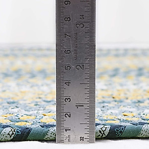 Homespice - Sunflowers Luxury Braided Rug, Perfect as Blue Yellow Bath Rug and Entryway Braided Rugs - Premium Printed Fabric, Soft, Reversible, and Flat - Oval Cotton Braided Rug, 27x45 Inches