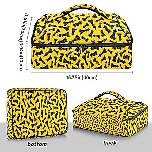 Kcldeci Insulated Thermal Food Carrier Insulated Casserole Carrier for Hot or Cold Food,Yellow Chess Pieces Insulated Tote Bag for Potluck Cookouts Parties Picnic,Lasagna Lugger