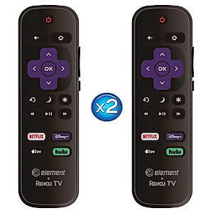 2 Pack - OEM Replacement Remote Control fit for All Element Roku TV Smart 4K Ultra HDTV 【Only Works with Element Roku TV, Not for Roku Stick and Roku Box】 (Netflix/Disney Plus/Apple TV+ / Hulu)
