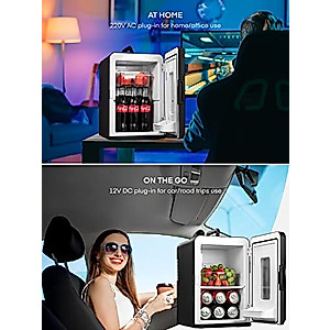 Northclan 15L Mini Fridge for Bedroom, 110V AC/ 12V DC Portable Thermoelectric Cooler and Warmer Small Refrigerators for Home, Dorm, Office and Car, Skincare, Cosmetic, Beverage, Removable shelf