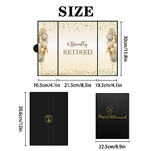 DARUNAXY Black Gold Retirement Party Decorations, Officially Retired Alternative Signature Guest Book for Men Women Happy Retirement Gifts Signing Card Board for Retirement Farewell Party Supplies
