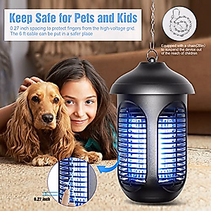 Bug Zapper Outdoor, Lunatino 4800V 20W Electric Mosquito Killer, Waterproof Mosquito Zapper Insect Fly Trap with Attractant for Home Bedroom Patio Garden Office (Black)