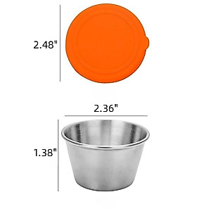 DREAM HORSE 9PCS Salad Dressing Container To Go, Airtight Leakproof Reusable Food Storage, Dipping Sauce Cups Set, Perfect for Snacks, Dips, and Meal Prep, Small Stainless Steel Dipping Sauce Cups