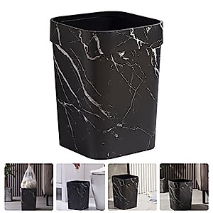 Cabilock Uncovered Trash Can Creative Marble Garbage Can Paper Waste Basket Dustbin Pen Pencil Desktop Storage Organizer for Home Kitchen Bathroom Office