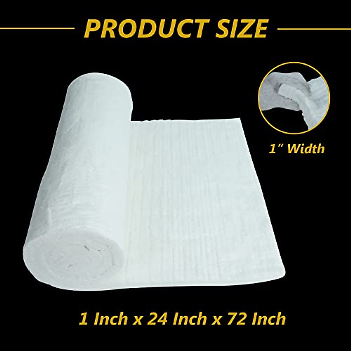 BACLAUGH 1"x24"x72",2400F Ceramic Fiber Fireproof Insulation Blanket, Applicable to Furnace, forging, kiln and Stove