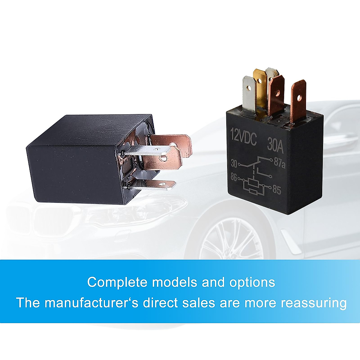 Yumfugu 2 PCS Car 5 Pin 12V 30A Relay, Multi-Purpose 30A Waterproof Heavy Duty Relay Replacement, Universal Automotive Conditioner Relay Accessories for Cars SUVs Trucks (Black)