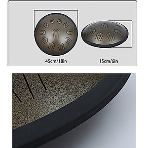 18 Inch Steel Tongue Drum 22 Notes Handpan Drum Tank Drum C Key Professional Music Panda Drum with Travel Bag for Yoga, Meditation, Music Therapy (Color : Black)