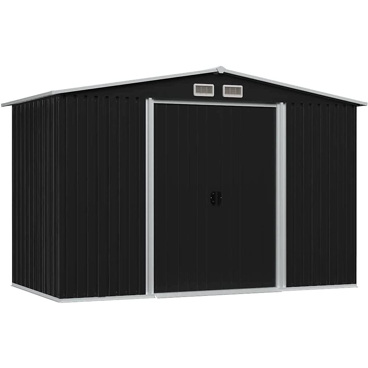 vidaXL Garden Storage Shed Outdoor Yard Patio Home Garage Storing Tools Lawn Care Equipment Household Item Building House Anthracite Steel