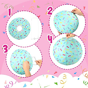 20 Pcs Donut Birthday Party Decorations, 8 Pcs Donut Lanterns Sprinkle Hanging Paper Lanterns, Honeycomb Ball, 2 Pcs Party Paper Fans, 10 Pcs Donut Hanging Swirl for Baby Shower Ice Cream Party