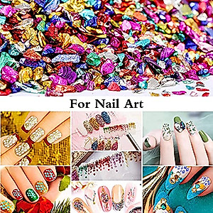 12 Box Crushed Glass Craft Glitter Fine for Resin Art, Small Broken Glass Pieces Irregular Metallic Crystal Chips Chunky Flakes Sequins for Nail Arts DIY Vase Filler Epoxy Jewelry Making Decoration