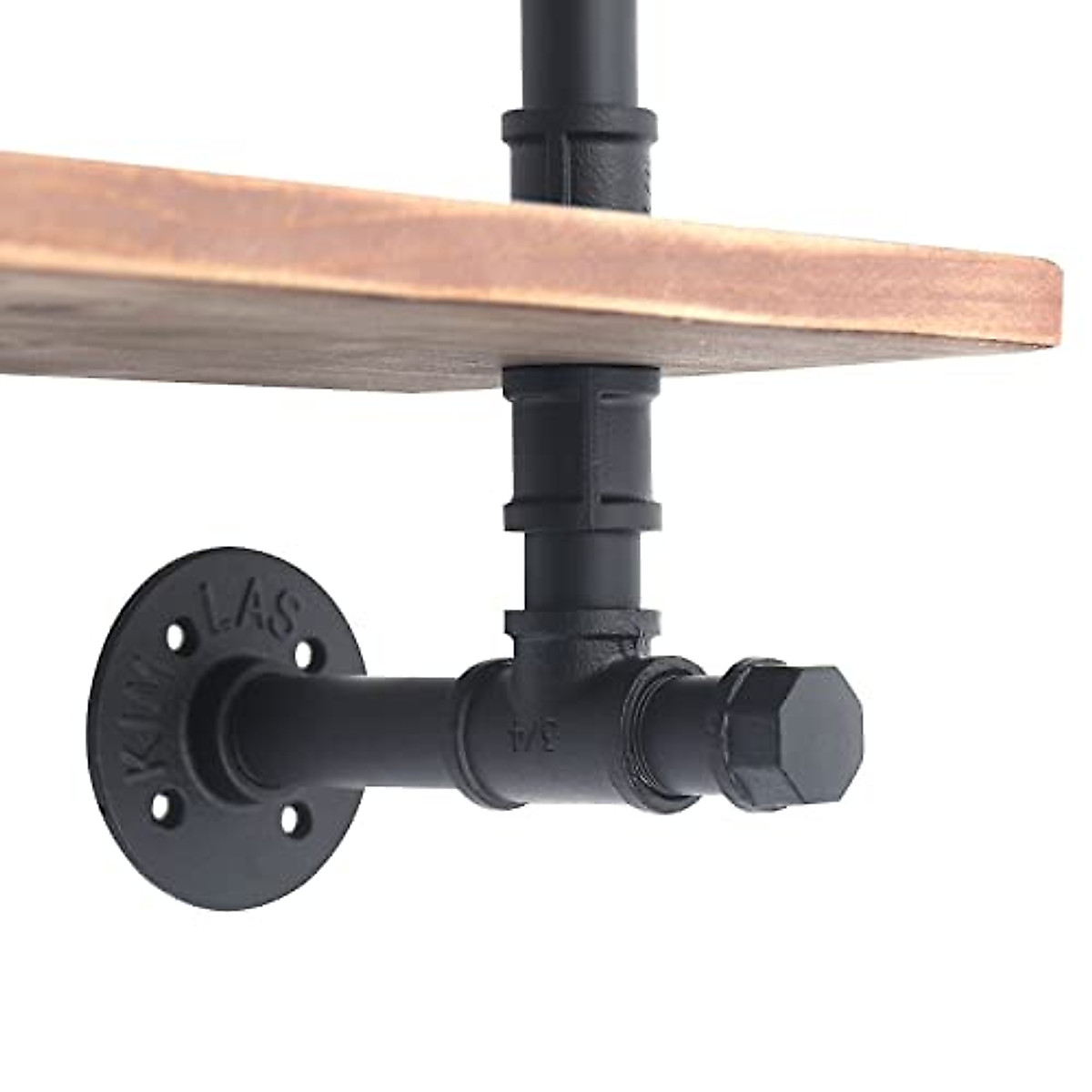 VPABES 2-Shelf Wall Floating Shelf Unit, Rustic Industrial Pipe Wooden Storage Shelving Bathroom Shelves Wall Mounted with 2 Towel Bars Hanging Shelf for Living Room, Bathroom, Bedroom