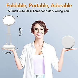 Battery Operated Lamp Small Desk Lamp Foldable & Potable, 8 Brightness Rechargeable Lamp Battery Lamp Wireless Lamp Mini Lamp, Dimmable Study Lamp Portable Light Cute Desk Lamp, Battery Operated Lamp