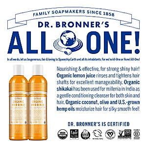 Dr. Bronner's - Organic Hair Rinse (Citrus, 8 Ounce) - Nourishing & Effective, Gentle Conditioning Cleanser for Skin & Hair, No Synthetic Ingredients, Organic Shikakai (2-Pack)