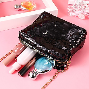 OULII Fashion Glitter Bag Handbag Party Evening Clutch Shoulder Bag for Women (Black)