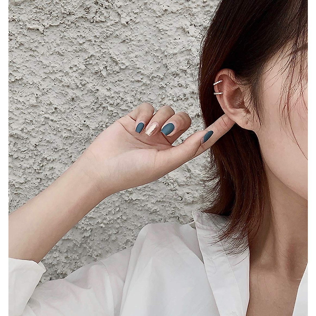 SLUYNZ Sterling Silver CZ Ear Cuff Clip On Earrings for Women Teens No Piercing Cartilage Earrings (A-Silver)