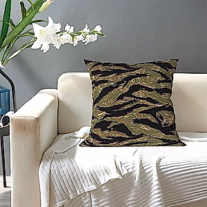 WURTON Tiger Stripe Camo Print Throw Pillow Covers, Soft Square Cushion Case,for Sofa, Couch,Bed Chair-18 X 18 Inch
