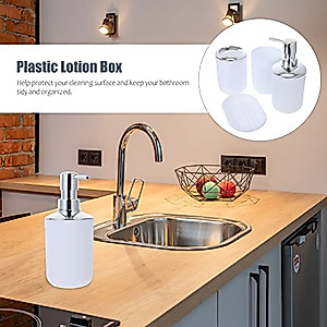 Beaupretty 1 Set Bathroom Set Cotton Swab Dispenser Bath Bathing Accessories Toilet Parts Bath Supplies Black Trays Holder Soap Dispensers Lotion Dressing Table White Suite Plastic