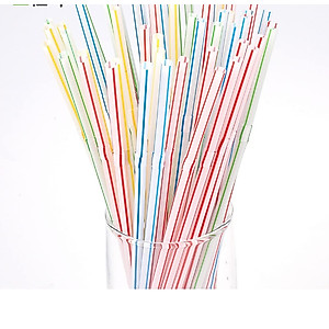 Straw Dispenser for Pencils with Stainless Steel Lid, Clear Acrylic Straw Holder, 100 Striped Plastic Straws
