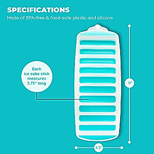 Jacent Resusable Silicone and Plastic Water Bottle Ice Cube Stick Tray, Easy Push & Pop Ice Cubes for Water Sports Bottle: 1 Pack