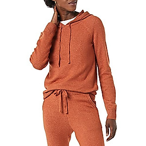 Amazon Essentials Women's Soft Touch Hooded Pullover Sweater, Caramel, Large