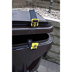 Critter Clip Universal Lid Locking System for Outdoor Garbage Cans to Stop Raccoons, Pets and Wind. Simple to Install Kit, Heavy Duty Lid Lock, Easy Single Hand Release.