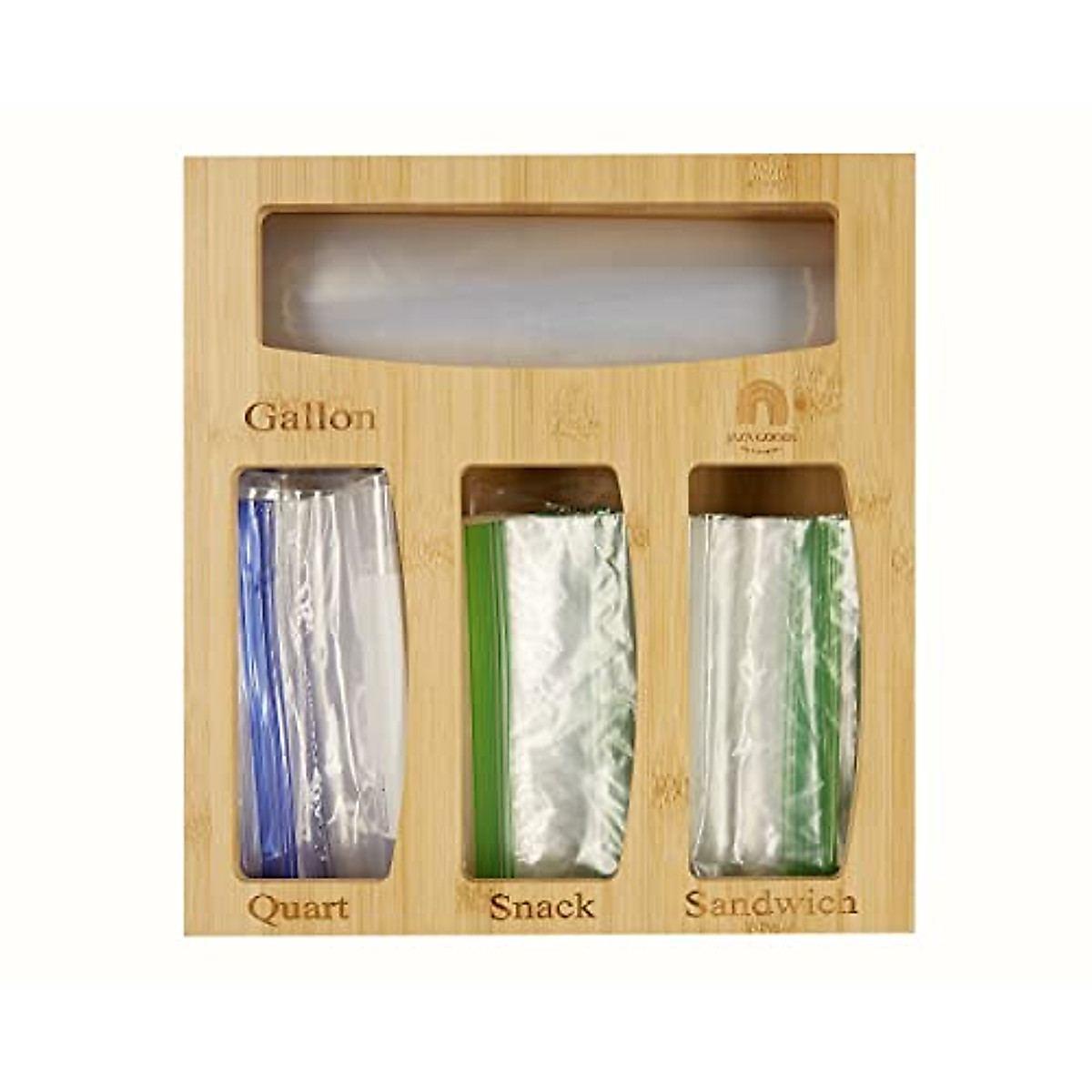 Jaza Goods | Ziplock Bag Storage Organizer and Dispenser for Kitchen Drawer | Wall Mountable | Compatible with Gallon, Quart, Sandwich & Snack Size Bags