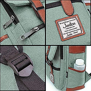 Junlion Vintage Laptop Backpack Gift for Women Men, School College Slim Backpack Fits 15.6 inch Macbook Green
