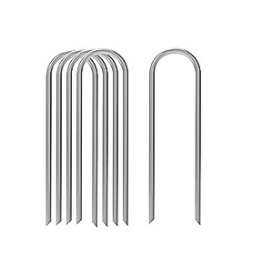 AAGUT 12 Inch Garden Stakes 50 PCS Fence Ground Stake Heavy Duty Yard Landscape Staples Galvanized Tent Spikes 11 Ga Lawn Pins for Dog Fencing, Drip Irrigation Hose, Weed Barrier Fabric, Chicken Wire