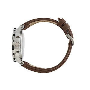 Timex Men's T2N721 Intelligent Quartz Compass Tide Temperature Silver Case Brown Strap Watch