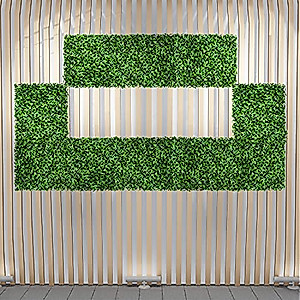 ECOOPTS 20" x 20" Artificial Grass Wall Faux Boxwood Panel Privacy Ivy Fence Screen Decoration for Backyard Garden Home Outdoor Indoor, Ivy, 6 Packs