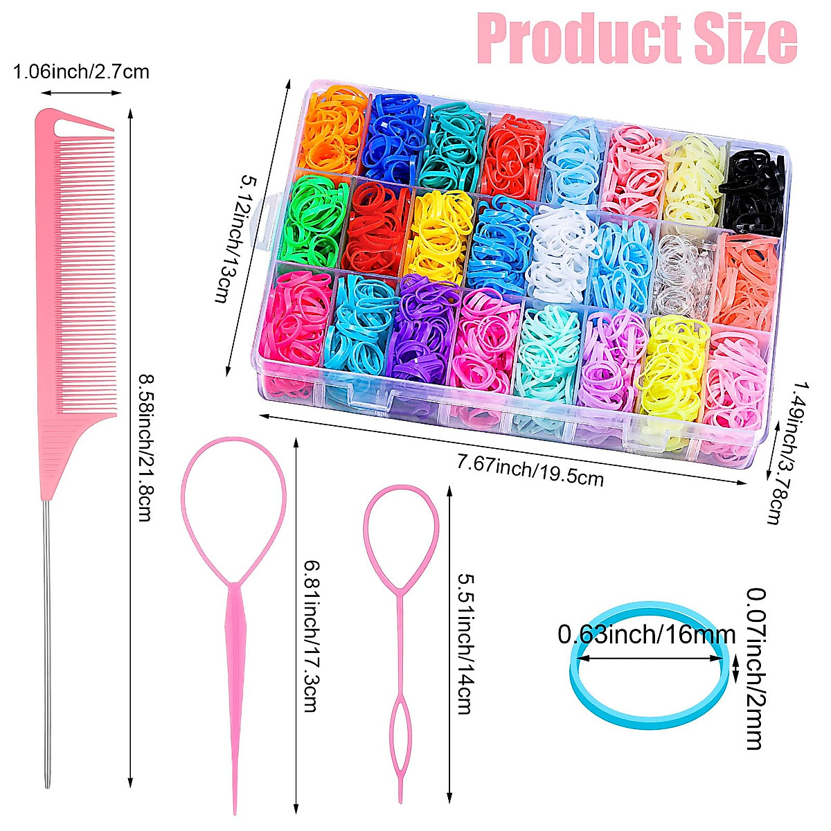 2000 Pcs Elastic Hair Rubber Bands for Girls, 24 Colors Small Girl Hair Ties Baby Hair Ties Elastic Rubber Bands with Topsy Tail Hair Tools Hair Accessories for Toddler Baby Girl Hair