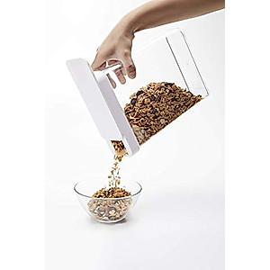 Yamazaki Home Airtight Dry Container with Sliding Lid | Kitchen & Pantry Organization | Cereal, Grains, Pasta, and Flour | Plastic | Food Storage, One Size, White