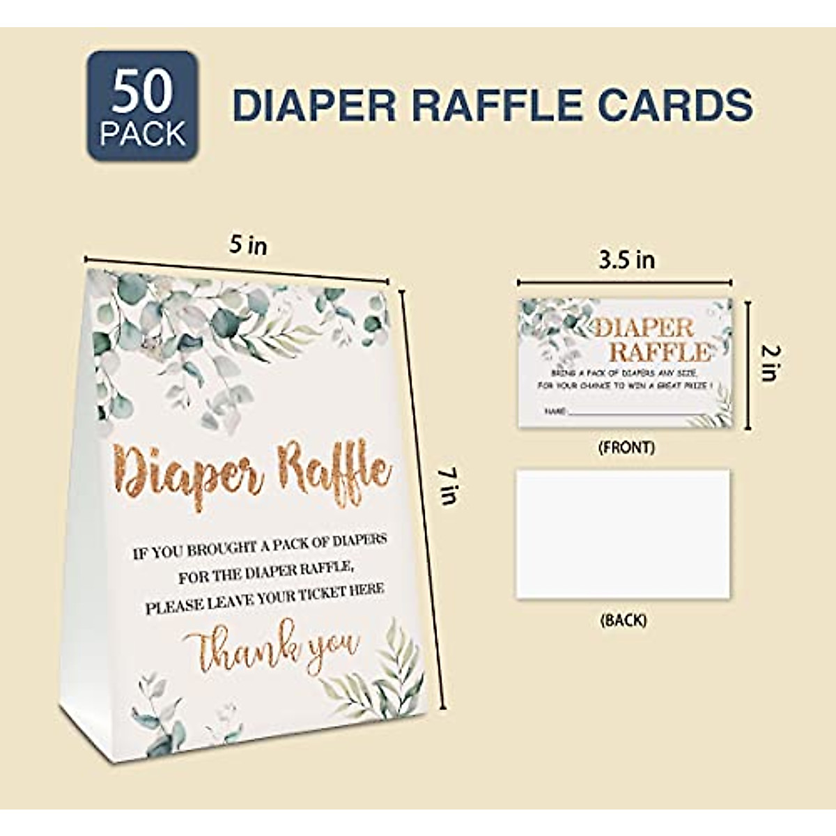 Yuansail Diaper Raffle Tickets For Baby Shower, Plant Themed Cards, Party Favors For Baby Showers Game Cards,1 Sign & 50 Cards Per Pack – (bb005-niaobu)