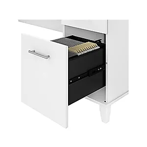 Bush Furniture Somerset 72W L Shaped Desk with Storage in White