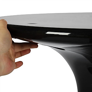 AMNOOL 24 Inch Round Bar Table High Cocktail Table Adjustable Height Margarita Cocktail Glass Shape with Round Metal Base for Living Room, Bar, Cafe (Black)