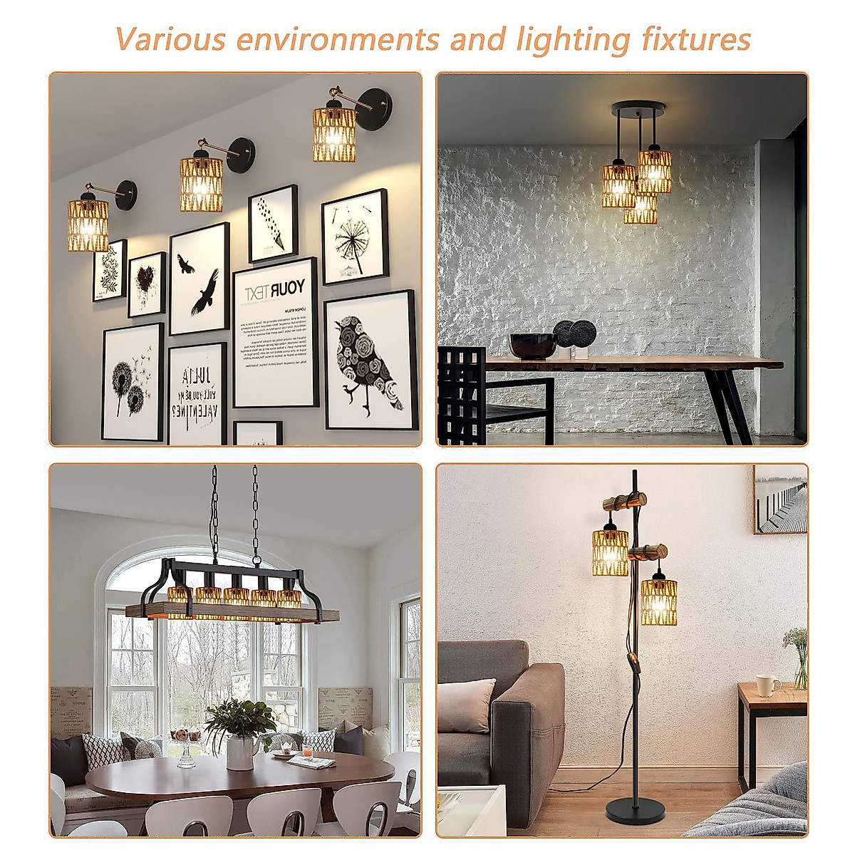 2 Pack Rattan Lamp Shade, Retro Small Wicker Lamp Shade Replacement, 6in Height, 4.9in Diameter, Woven Lampshade for Floor Lamps, Pendant Light, Chandelier, Desk lamp, Wall Sconces Light Fixture