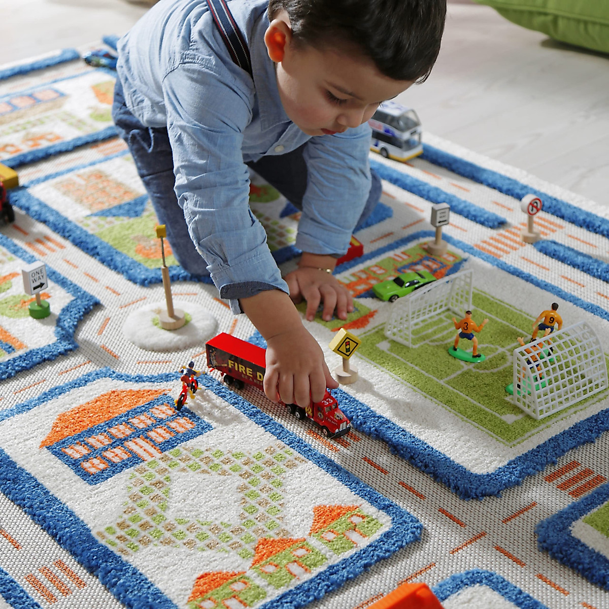 IVI 3D Play Carpets, 59 x 39 Inch, Traffic Educational Toddler Mat Rug for Bedroom, Kids Den, or Playroom, Medium