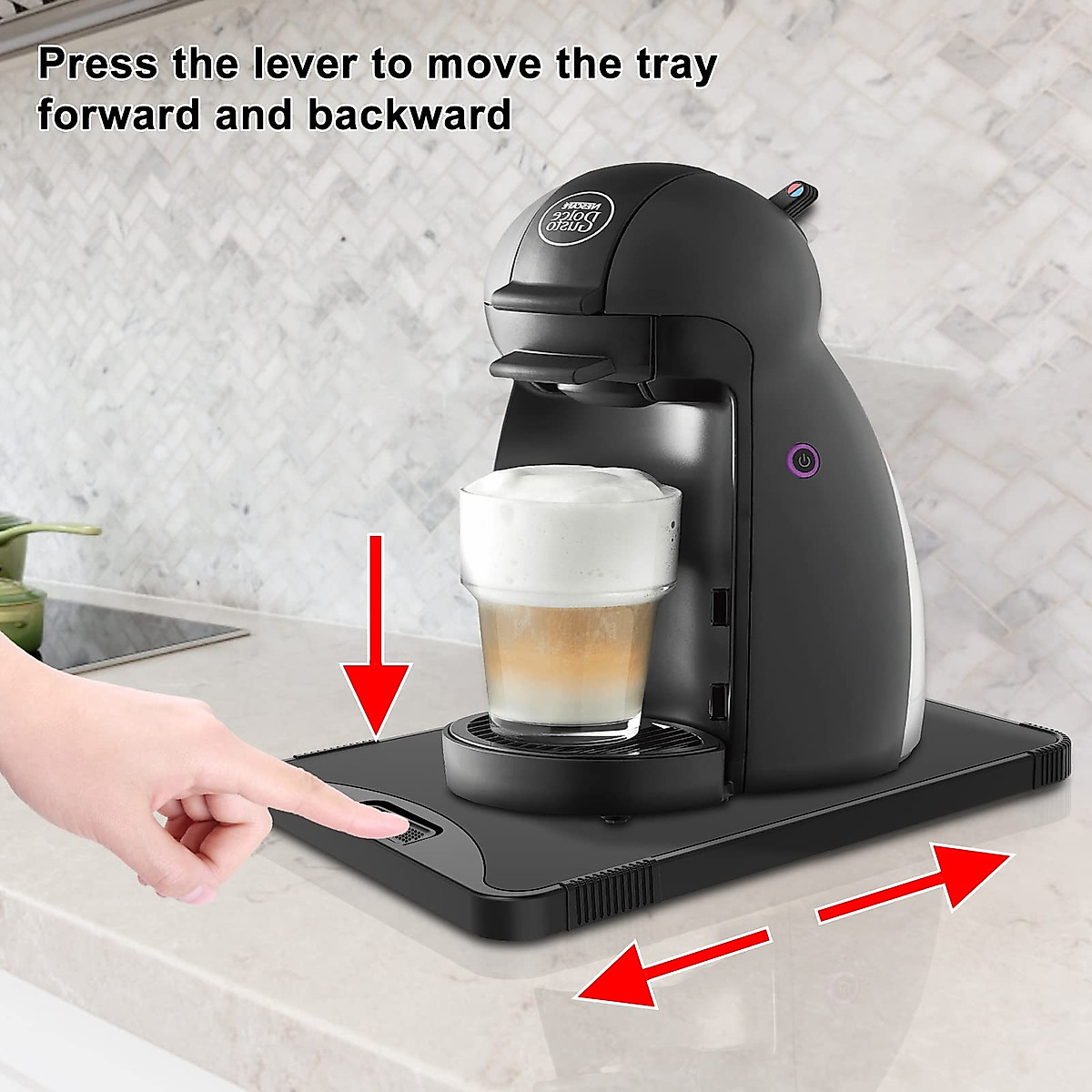 BVN Rolling Tray Appliance Slider: Sliding Tray for Coffee Maker, Coffee Maker Slider, Coffee Caddy, Coffee Pot Slider for Counter, Kitchen Appliances Blender Toaster Air Fryer Food Processors Mixer