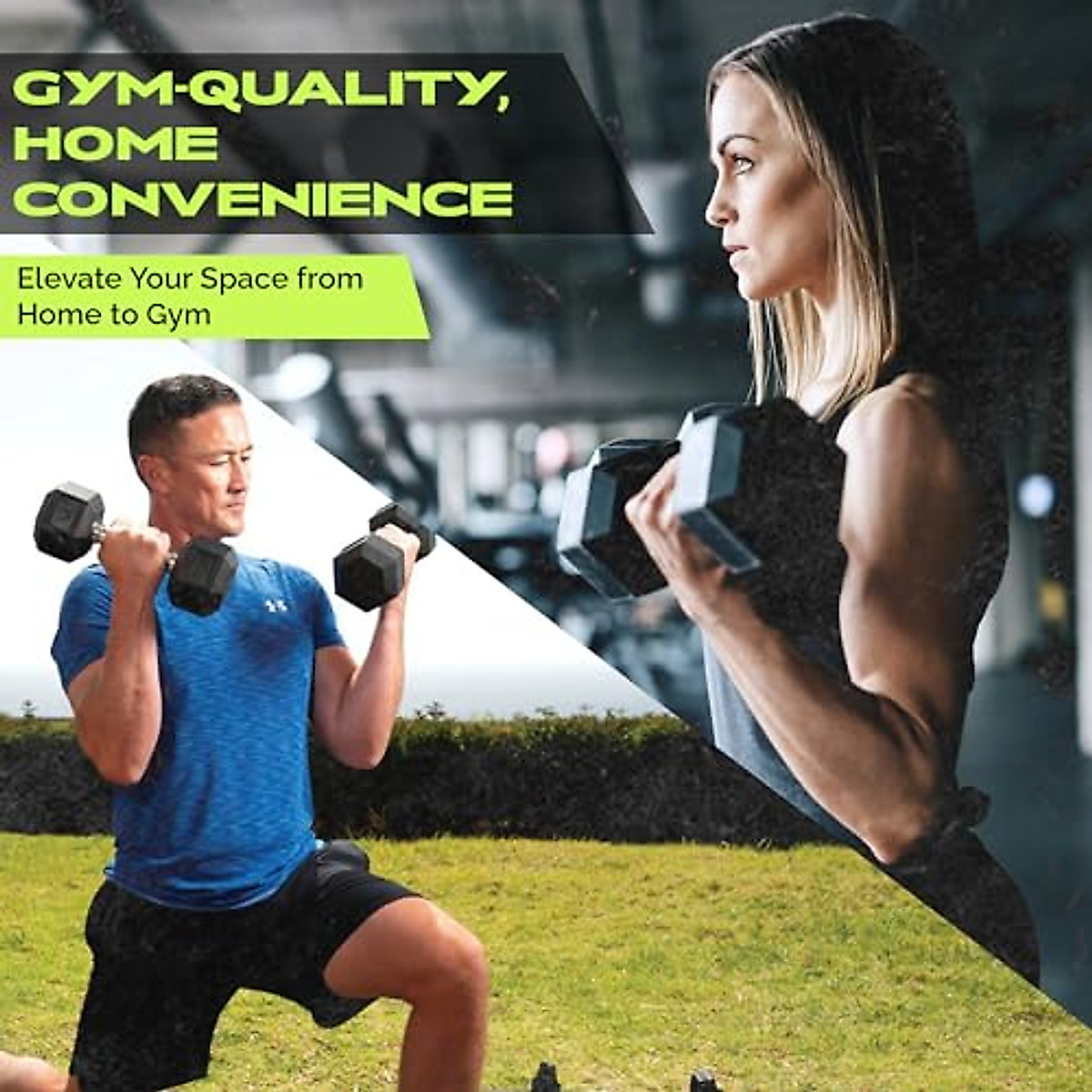 Rage Fitness Rubber Coated Dumbbell - No Roll Design Easy-Grip Steel Knurled Handle, Weights Dumbbell Set for Strength Training, Workouts - Ideal Weights Set for Home Gym - SOLD INDIVIDUALLY - Black (55 LB)