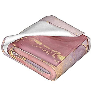 Pink Marble Throw Blanket Flannel Fleece Golden Line Marbling Stone Winter Lightweight Soft Fuzzy Cozy Couch Bed Blanket Thanksgiving Kids Adult 60"x50"