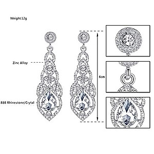 mecresh Clear Crystal Unique Design Teardrop Dangle Earrings for Bridemaid or Wedding