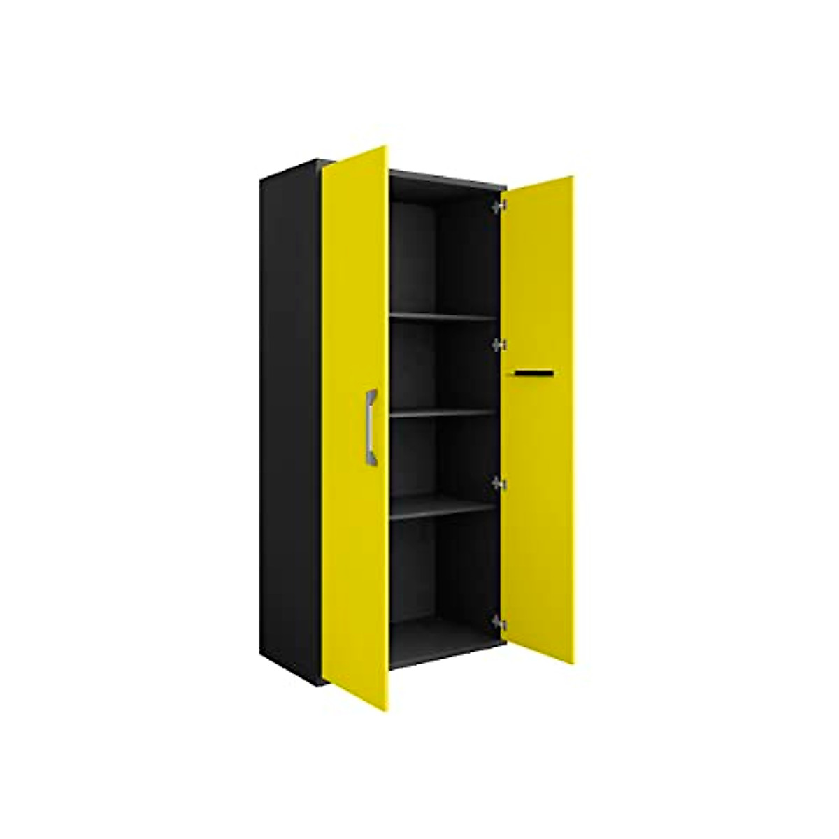 Manhattan Comfort Eiffel 3-Piece Storage Garage Set in Matte Black and Yellow